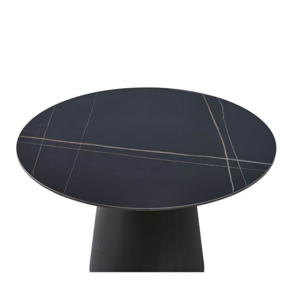 Tavolo rotondo Lauren piano ceramica effetto marmo nero oro
