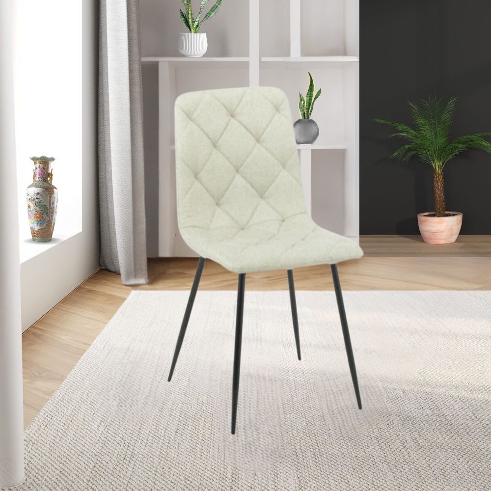 Sedia tessuto beige cuciture a rombo Okar