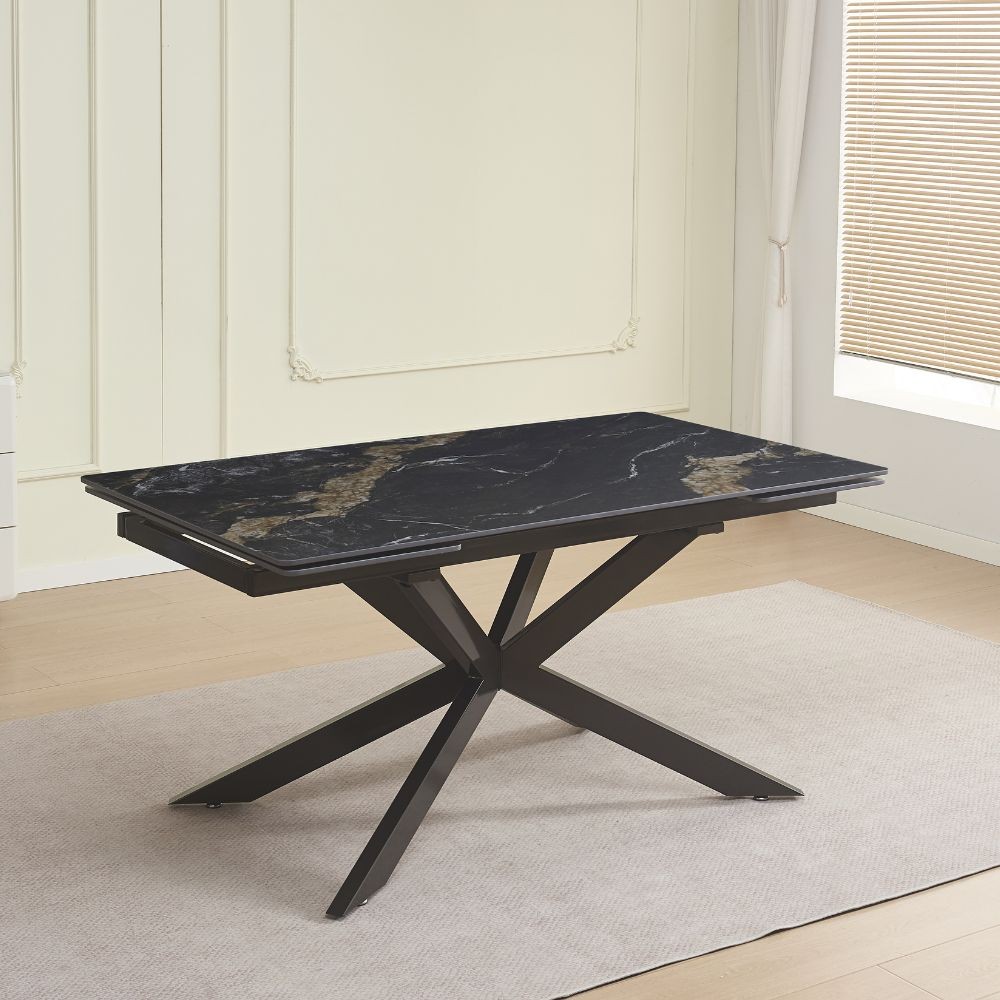 Tavolo allungabile Roxane con piano in ceramica effetto marmo arabesque ...
